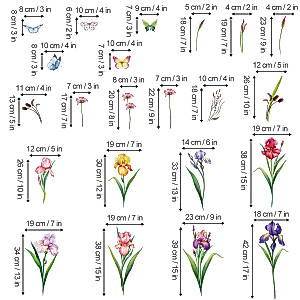 decalmile Garden Flower Wall Decals Narcissus Iris Floral Butterfly Wall Art Stickers Bedroom Living Room TV Wall Home Decor