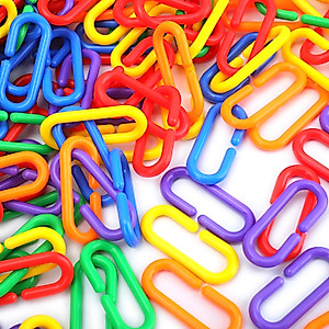 Suwimut 1000 Pieces Plastic C-Clip Hooks Chain Links, Interchangeable Rainbow C-Links Kids Learning Toys for Classroom Preschool, Sugar Glider Climbing Swing Small Bird Cage Toys for Pet Rat Parrot