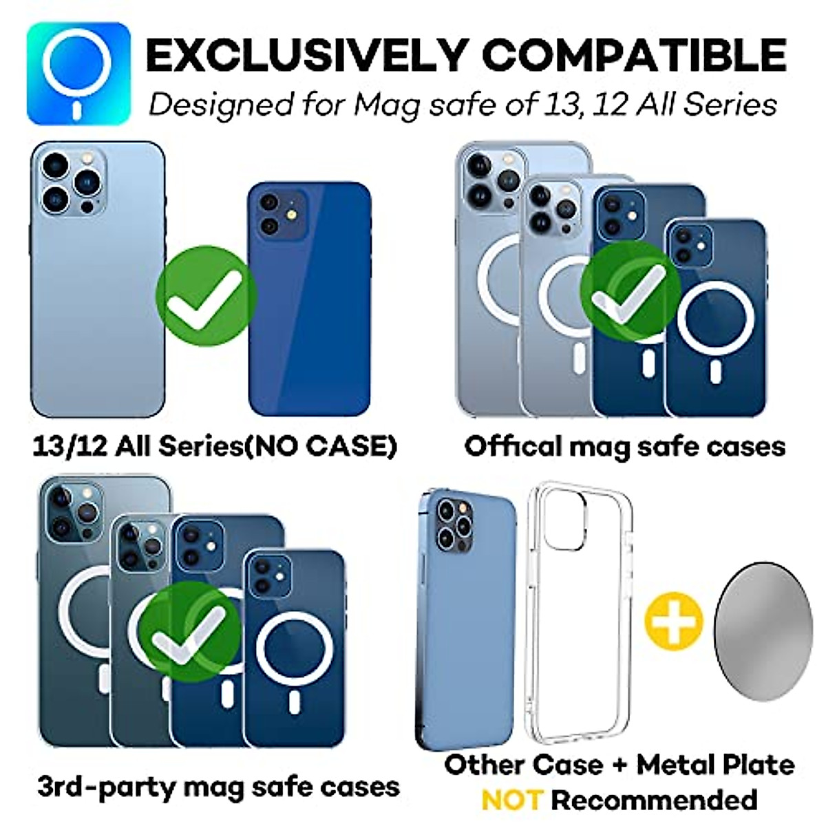 Quarble Magnetic Pop Base Compatible with MagSafe Case and iPhone 13 12 Pro Max Mini Accessories for The Users of Phone Grip/Stand/Holder and More