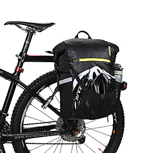 Rhinowalk Bike Bag Waterproof Pannier Backpack Convertible - 2 in 1 Bicycle Saddle Bag Shoulder Bag Laptop Pannier Professional Cycling Accessories-Black