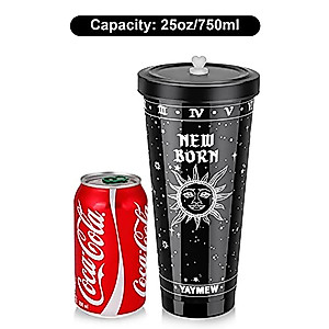 Insulated 24oz Stainless Steel Witch Witchy Tumbler with Straw Gothic Goth Travel Coffee Cup Vacuum Water Bottle Simple Modern Kitchen Decor Mug for Thanksgiving Christmas Gift Travel Thermos 750ml