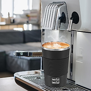 WETOWETO 12oz Stainless Steel Coffee Tumbler, Travel Coffee Mug, Insulated Coffee Mug with Lid, Spill Proof Coffee Cup, Portable Thermal Mug, Reusable Coffee Cup for Hot and Cold