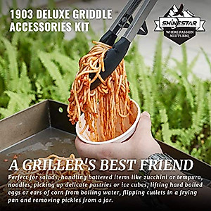 Commercial-Grade Griddle Accessories Kit for Blackstone - Spatulas, Scraper, Cheese Melting Dome, Egg Rings, Bottles, and More for Indoor/Outdoor Cooking on Flat Top Grills