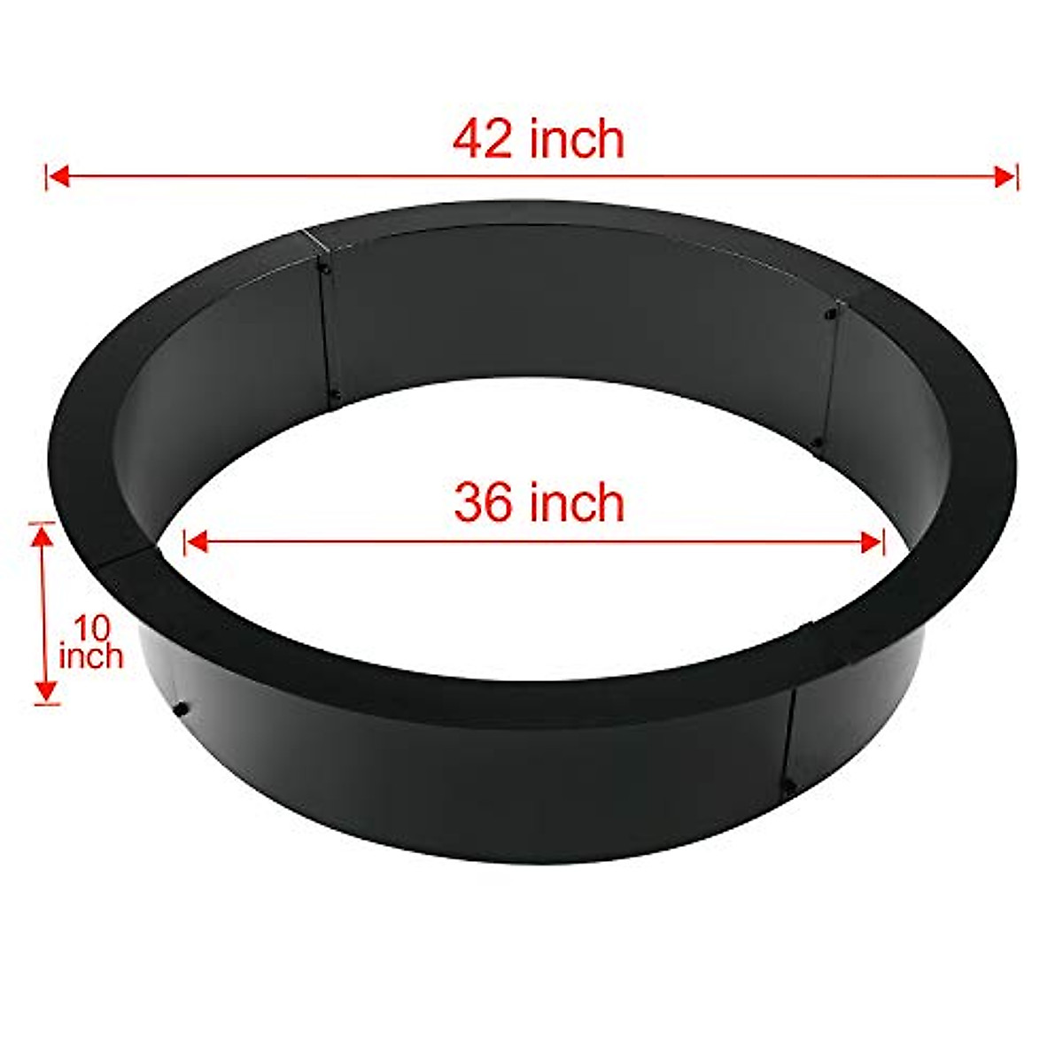 Doniks Fire Pit Ring 42 inches Outside / 36 inches Inside Diameter Heavy 2mm Metal Steel Ring-DIY fire Pit Ring Above or on The Ground for Outdoor Camping, Backyard (42 x 36 x 10 Inch)