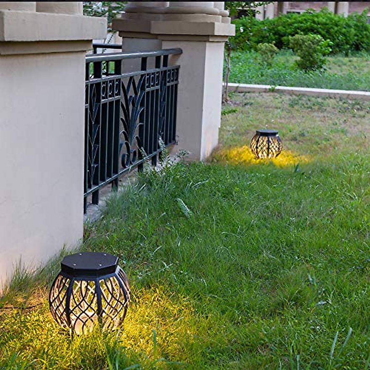 ZZYJYALG Led Black Vintage Hollow Aluminum Waterproof Post Lights European Retro Industrial Outdoor Post Lights Lawn Door Garden Park Home Lighting Pillar Lamps