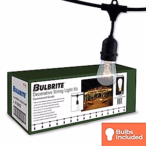 Bulbrite STRING15/E26-S14KT Outdoor, Garden, Patio, Wedding, Party, Holiday, Lawn, and Landscape String Light w/Incandescent Bulbs, 48-Feet, 15 Lights