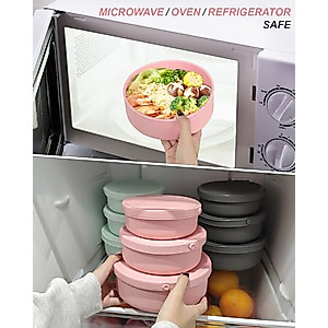 DGitaor Silicone Food Storage Containers Bowl, Set of 3 Reusable Silicone Bento Lunch Box Containers with Lids (17oz, 25oz, 42oz) Dishwasher, Microwave and Freezer Safe Mint Green