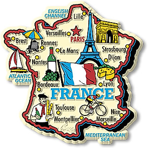 France Jumbo Country Map Magnet by Classic Magnets, Collectible Souvenirs Made in The USA