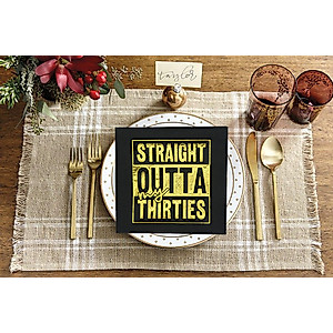 Straight Outta My Thirties Napkins,40th Birthday Napkin,Black Gold 40th Birthday Cocktail Napkins,ZJ 40th Birthday Party Decorations,Cheers to 40 Years, 40 Fabulous(5 x 5 In,Gold Foil 50-Pack)