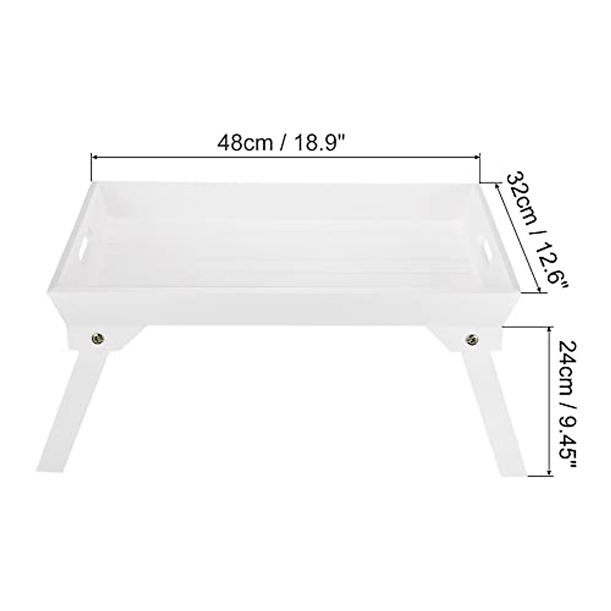 PATIKIL 48x32x24cm Breakfast Tray Table, Bed Trays with Folding Legs Portable Wooden Serving Platter Laptop Snack Desk for Eating, White