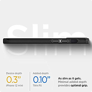 Spigen Thin Fit Designed for iPhone 12 Mini Case (2020). - Black