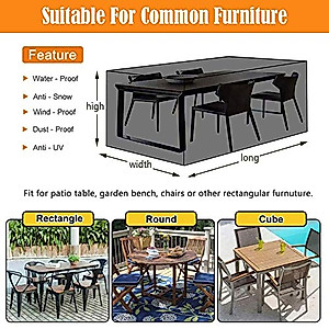 XYXH Outdoor Patio Table Covers Waterproof 106" L x 106" W x 35" H, Rectangle Garden Furniture Covers, Patio Furniture Covers Square, Tear-Resistant Durable 420D Oxford Fabric Anti-Snow