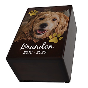 Custom Pet Keepsake Urns for Dogs, Wooden Box for Pet Ashes with Photo for Your Beloved Pets, Pet Cremation Urns as Sympathy Gifts for Pet Lovers - Small, 6" x 4" x 2.75" Pet Urns (Design 5)