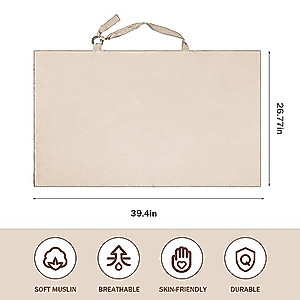 HealthSTEC Baby Nursing Cover - 360° Full Privacy Breathable Cotton Built-in Burp Cloth & Pocket - Versatile Cover for Breastfeeding Car Seat Shopping Cart Stroller (Khaki)