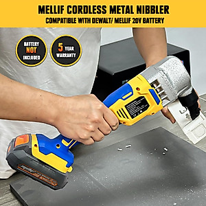 Cordless Nibbler Compatible with Dewalt & Mellif 20V Max Battery, 18 Gauge Sheet Metal Cutter w/ 1200RPM Brushless Motor | Replaced Blades for Cutting Aluminium, Stainless Steel, Plastic (Tool Only)