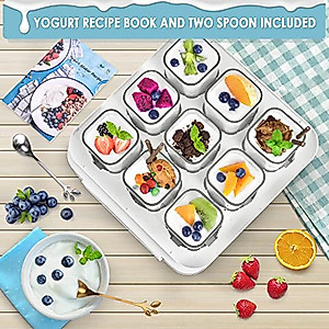 Suteck Yogurt Maker, Greek Yogurt Maker with Temperature Control & Timer, Automatic Digital Yogurt Makers with 9 Glass Jars, 2 Spoons & Recipe, Perfect for Home Organic Yogurt, Cheese/Natto Maker.