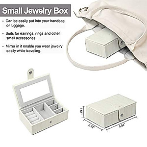 Homde Jewelry Box for Women Girls with Small Travel Case Mirror Necklace Ring Earrings Organizer White Wood Grain