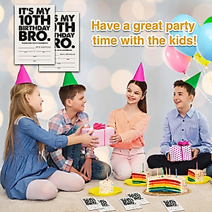 YSTEP It's My 10th Birthday Party Invitations, 20 Invite Cards with Envelopes, 4" x 6" Black and White Birthday Invites - C15