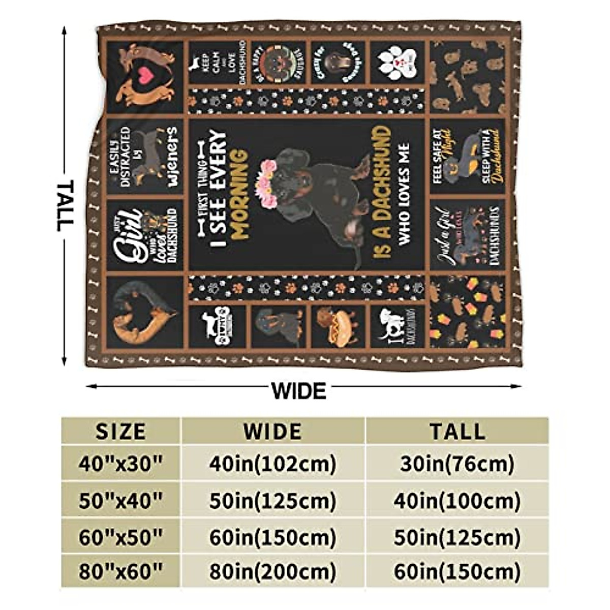 Dachshund Blanket Dachshund Dog Throw Blanket Super Soft Flannel Cozy Cute Cartoon Pet Blankets Warm Lightweight Plush Fleece Blankets for Sofa Couch Bed Gift for Kids Adults 50"x40"