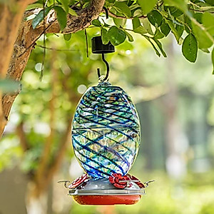 Muse Garden Hummingbird Feeders for Outdoors Hanging, Blown Glass Hummingbird Feeder, Hummingbird Gifts for Mom, Garden Backyard Decor, Unique Gifts Idea for Women, 27OZ, Royal Mermaid