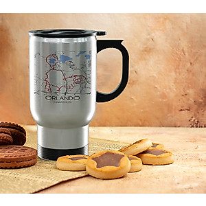 Orlando Marathon Course Marathon Trail Coffee Mug, Gifts and Souvenirs - Unique Drinkware - Orlando Marathon Course Race Momento - 14oz Travel Mug Steel