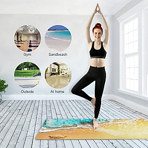 AGONA Golden Beach Turtle Yoga Mat Thick Non Slip Exercise Mat Portable Travel Yoga Mat Folding Fitness Workout Mat for Yoga Pilates Home Floor Exercises Children Playtime