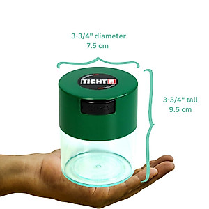 Tightvac - 1/2 oz to 3 ounce Airtight Multi-Use Vacuum Seal Portable Storage Container for Dry Goods, Food, and Herbs - Green Cap & Clear Body