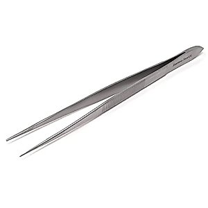 Professional Stainless Steel Tweezers 6" with Fine Serreted Precision Straight Tips for Facial Hair, Splinter and Ingrown Hair Removal Used by Women & Men