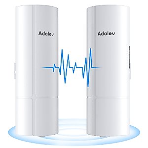 Wireless Bridge, 3KM Gigabit WiFi Bridges with 1000Mbps LAN Port, 16dBi Antenna, Adalov 5.8G Point to Point Wireless Bridges Outdoor, 900Mbps Plug and Play High Speed CPE, 24V POE Adapter, 2 Pack