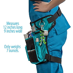 Nurse Fanny Pack w/Elastic Leg Band - Multi Compartment Waist Organizer Tool Bag for Students, Practitioners & Medical Professionals (Aqua Blue)