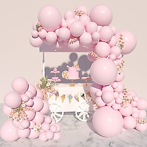 MOMOHOO Pastel Pink Balloons Garland - 120Pcs 18/12/5 Inch Light Pink Balloons Different Sizes, Macaron Baby Pink Balloons Arch for Girl Baby Shower, Gender Reveal Pink Latex Balloons Blush Ballons