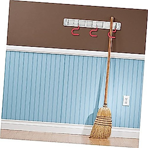 HOOTNEE Broomstick Aluminum Mop Holder Broom Hanging Rack Broom Holder Hooks Adjustable Garage Tool Organizer Wall Mounted Clothes Mount Clothing Rack Key Rail Mop Organizer Aluminum Alloy
