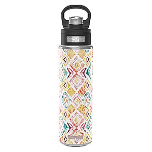 Tervis Sara Berrenson Painted Sand Ikat Pattern Triple Walled Insulated Tumbler Travel Cup Keeps Drinks Cold, 24oz Wide Mouth Bottle, Stainless Steel