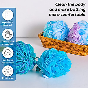 10 Pcs Shower Loofahs,Bath Shower Loofah Sponge,Exfoliating Shower Pouf Balls for Women,Men,Body Wash Bathroom,Exfoliate with Beauty Bathing Accessories