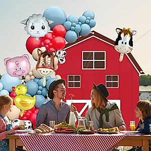 Farm Animals Party Decoration Set Farmhouse Backdrop Cow Balloon Garland Arch Kit Farm Theme Balloons Photo Booth Farm Photography Background Party Decor for Birthday Kids Baby Shower Party Supplies