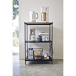 YAMAZAKI Home 3-Tiered Storage Rack-Kitchen Shelf Organizer | Steel | Short | Shelving, Black