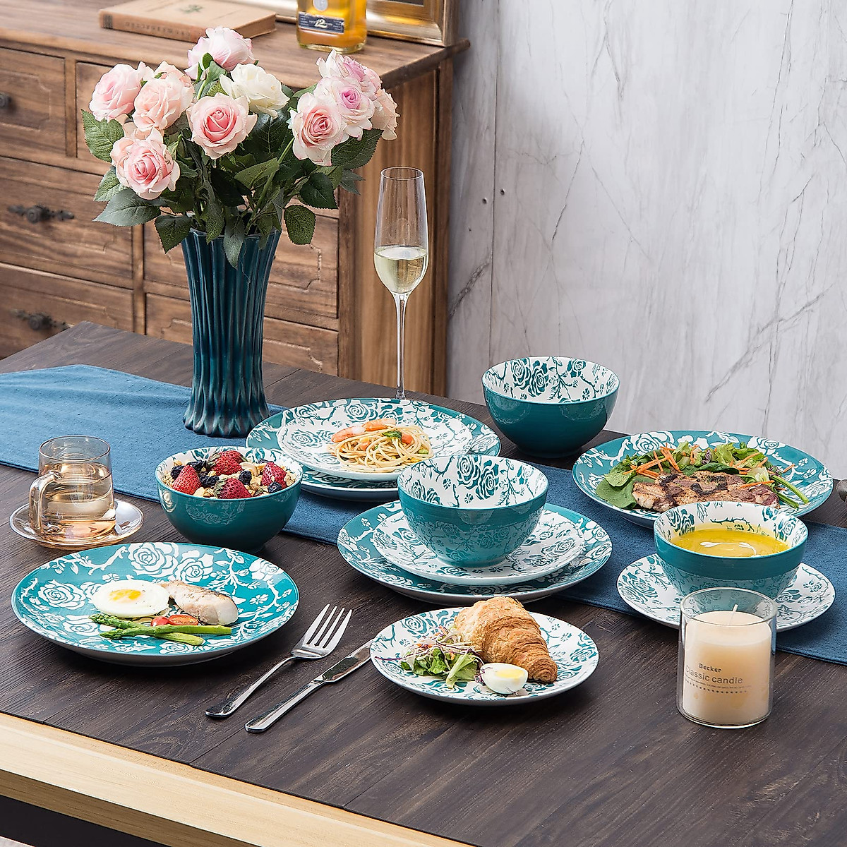 Wisenvoy Dinnerware Sets Dinnerware Set Dish Set Ceramic Plates and Bowls Sets