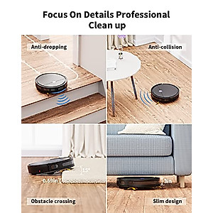 Robot Vacuum and Mop Combo, 3 in 1 Robotic Vacuum Cleaner with Watertank/Dustbin/Brush, Self-Charging, schedule cleaning, anti-blocked by hair, Remote/App/Alexa, Ideal for Hard Floor/Pet Hair/Carpet