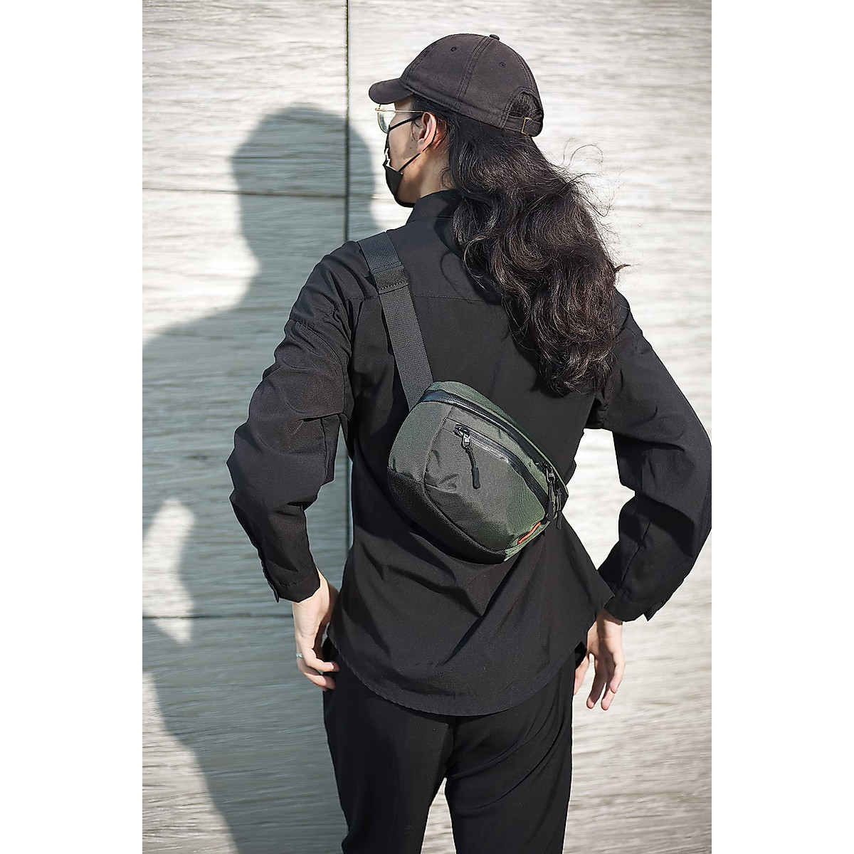 SUMEITO Chest bag Shoulder Bag Man Sling, Walking Biking, Water Resistant & Durability, 3 Ways to Wear, Jet Black,Dark Green,Carmine Red,Dark Multicam,Light Multicam (11 x 8.5 x 2 Inch, Jet Black)