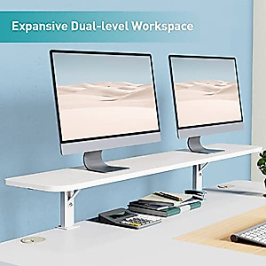 WOKA 55 x 28 Inch Electric Standing Desk with Wheels, Height Adjustable Stand up Desk with a Monitor Stand Riser, Standing Computer Desk with Memory Controllers, Adjustable Desks for Home Office