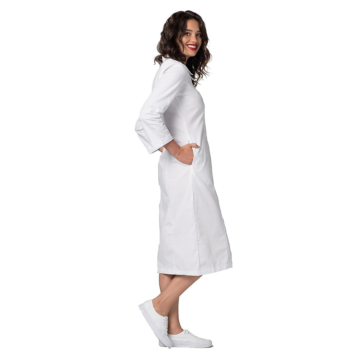 Adar Uniforms Universal Scrub Dress for Women - Embroided Collar 2801 White 8
