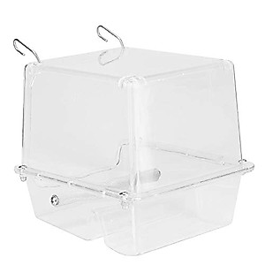 Bird Feeder, Automatic Bird Feeder for Cage Transparent Plastic Bird Seed Feeder Food Container Feeding Station for Canary Cockatiel Finch Parakeet