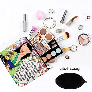LEVLO Mu Lan Cosmetic Make Up Bag Mu Lan Fans Motivational Gift You Are Braver Stronger Smarter Than You Think Mulan Makeup Zipper Pouch Bag Mu Lan Merch(Always Mulan)