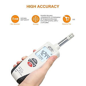 Hygro-Thermometer Psychrometer, Handheld Digital Humidity Temperature Meter with Dew Point and Wet Bulb Temperature, Dual Display Temperature & Humidity, Hti-Xintai