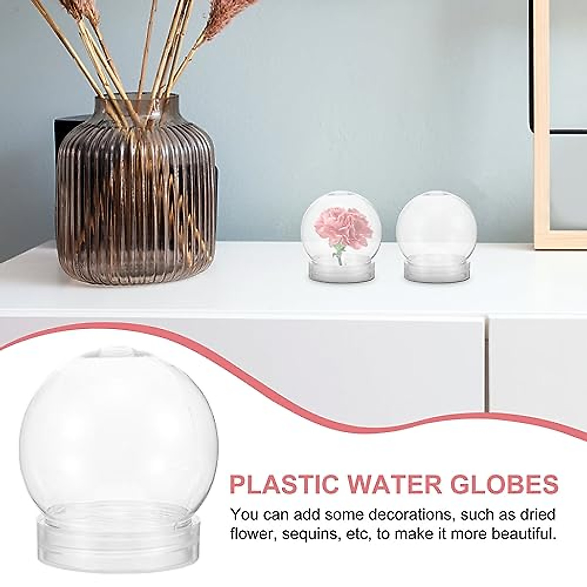Ciieeo 10pcs Screw Off Cap Water Globe Jar Plastic Globes with Screw Off Cap DIY Clear Plastic Water Globe for Crafts Christmas Home Decoration