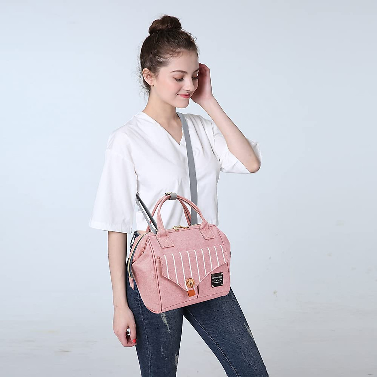 MOMIGO Diaper Bag Backpack- Baby Waterproof Multi-Function Mini Smart Diaper Bag Backpack With Insulation Pocket Baby Messenger for Outdoor & Working Mothers, Small Size (Pink)