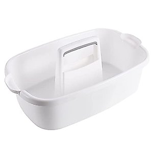 Hioffice Cleaning Supplies Caddy, Shower Caddy, Cleaning Tote Supply Organizer with Handle, Plastic Shower Caddy for Cleaning Products, Large Cleaning Caddy (white, 1)