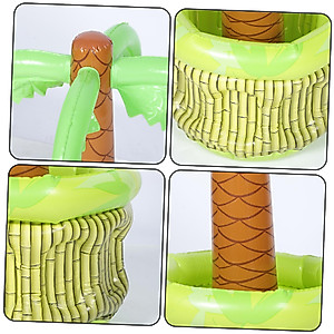 NOLITOY 3pcs Inflatable Coconut Ice Bucket Tray Decor Items Inflatable Cooler Table Inflatable Palm Tree Cooler Treasure Chest Floatable Cooler Pvc Pool Party Beer Rack Coconut Tree