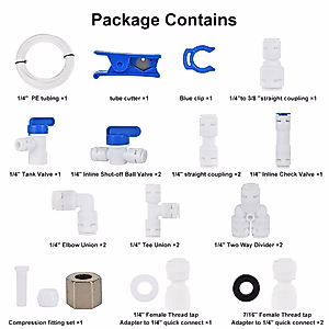 Refrigerator Water Line Kit, CGELE Ice Maker Water Line Kit with 1/4" OD 39.4ft Water Line Reverse Osmosis Quick Connect Fittings Push To Connect Water Tube Fittings for Fridge Ice Maker