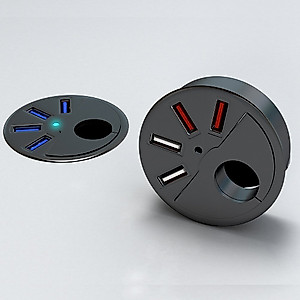 SEDNA - 2.5" Grommet Hole - in Desk - USB 3.1 Gen I 3 Port Hub/BC 1.2 USB Charger with SD Card Reader